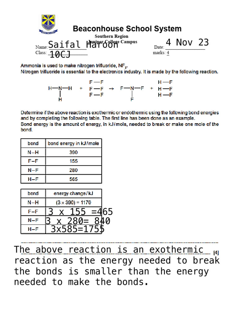 Energy changes Worksheet | PDF