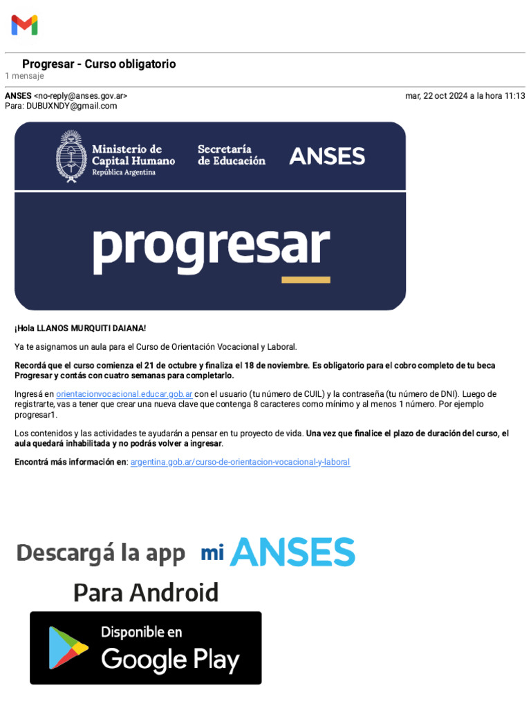 Curso Del Progresar | PDF