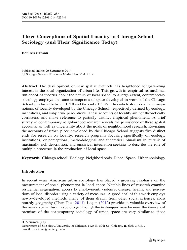 Three Conceptions of Spatial Locality in | PDF | Sociology | Space