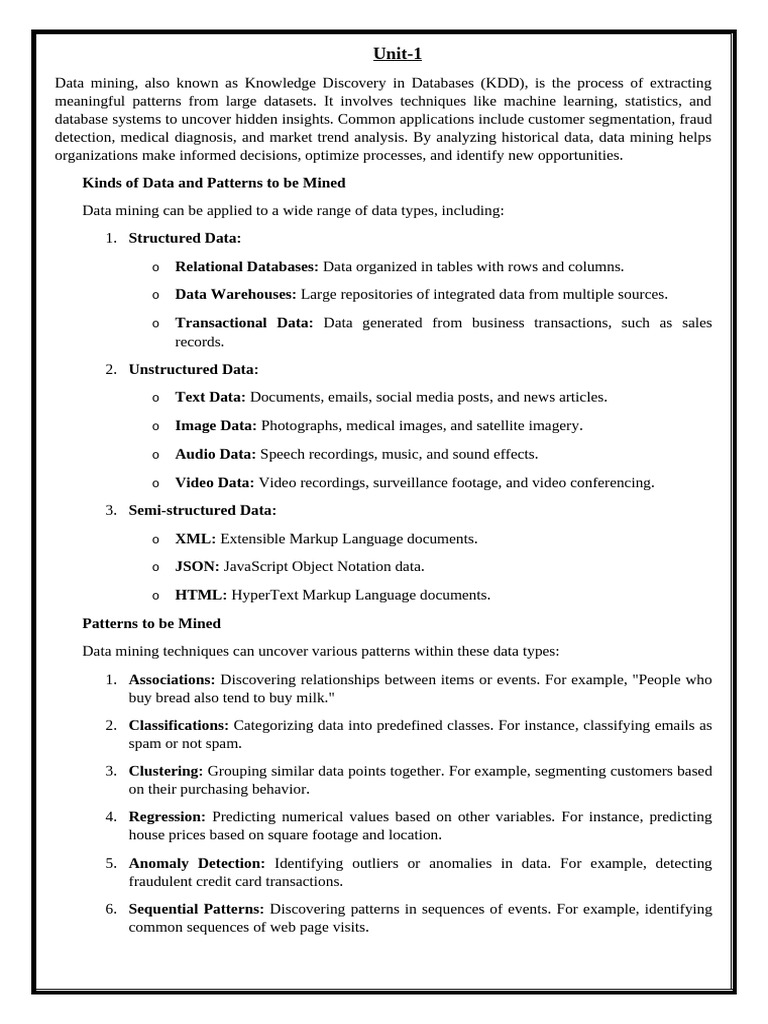 Unit-1 | PDF | Data Mining | Level Of Measurement