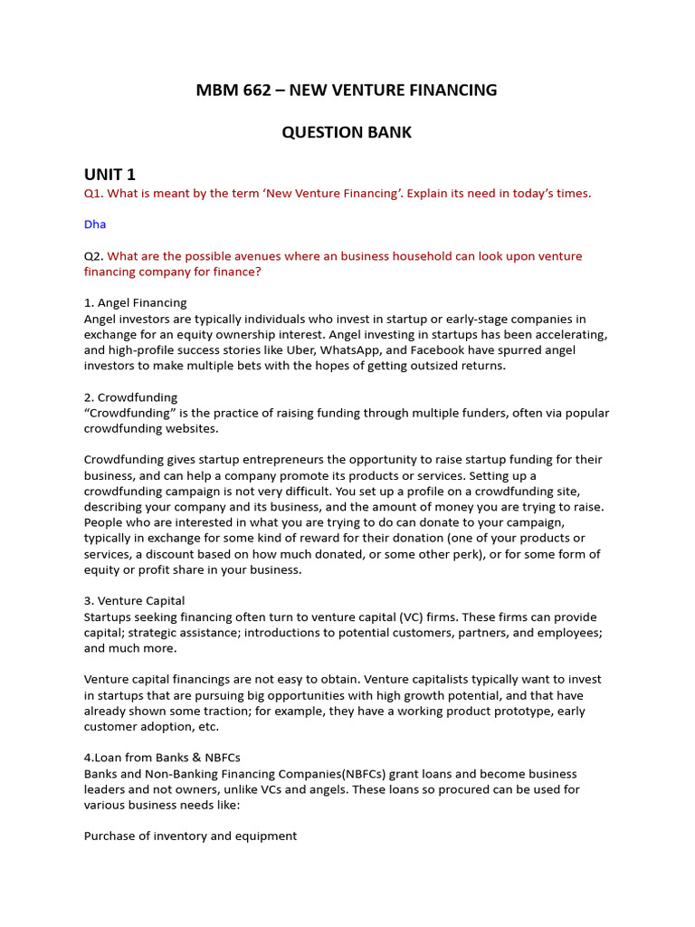 New Venture Financing Insights | PDF | Corporate Finance | Venture Capital