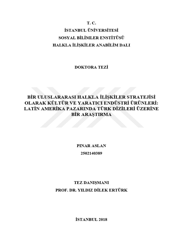 B R Uluslararasi Halkla L K Ler Stratej S Olarak Kültür Ve Yaratici Endüstr Ürünler: LAT N Amer ...