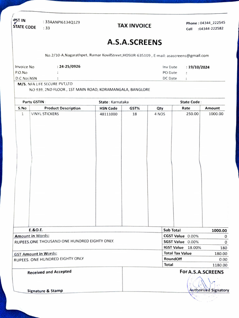 Amount in Words: 1180 Rupees | PDF