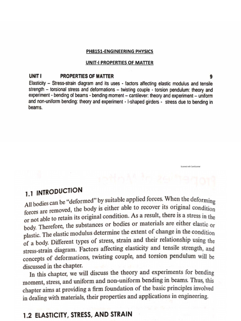 Unit-I Prop of Matter | PDF