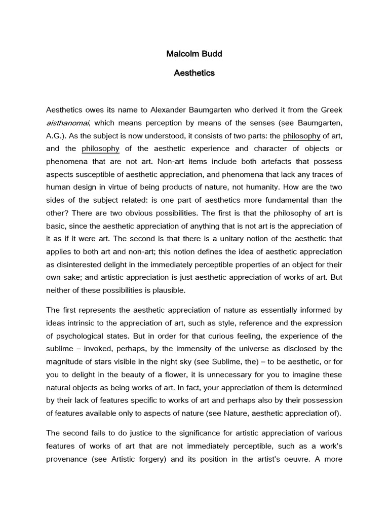 Budd Aesthetics | PDF | Aesthetics | Beauty