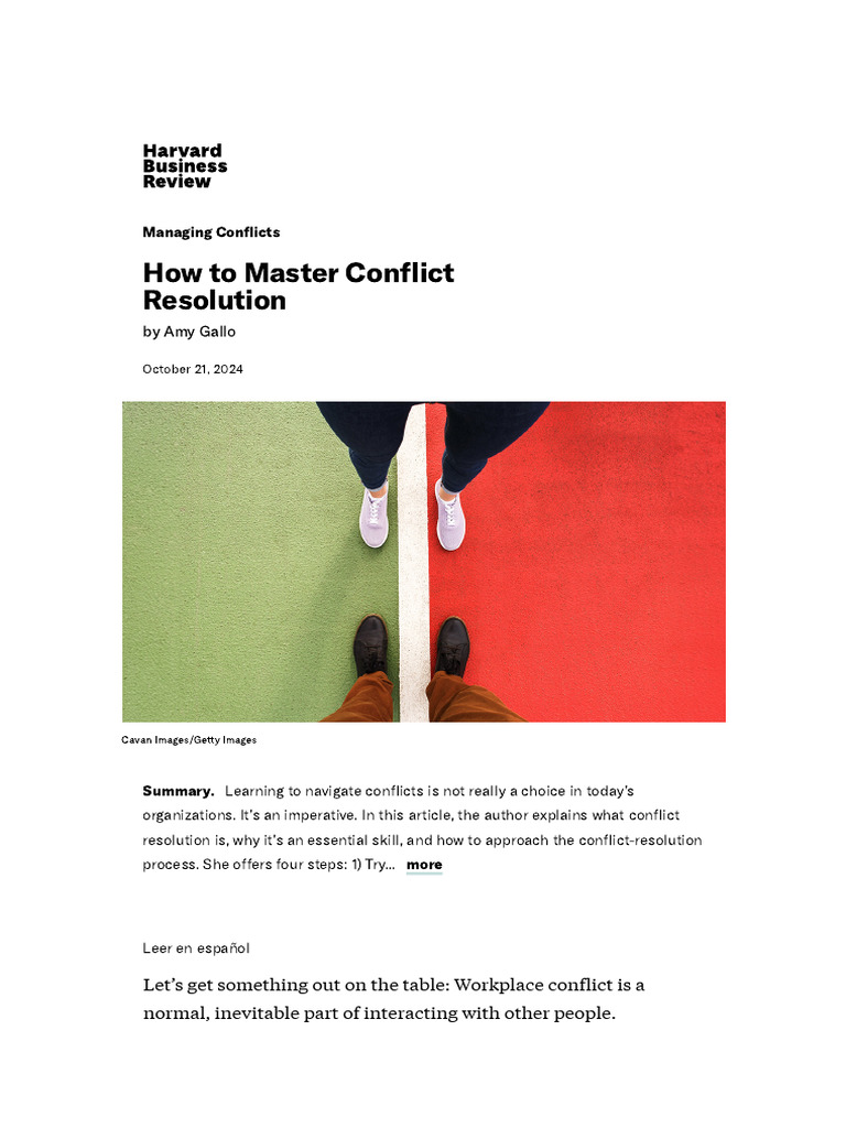 Workplace Conflict Resolution Guide | PDF | Conflict Resolution ...