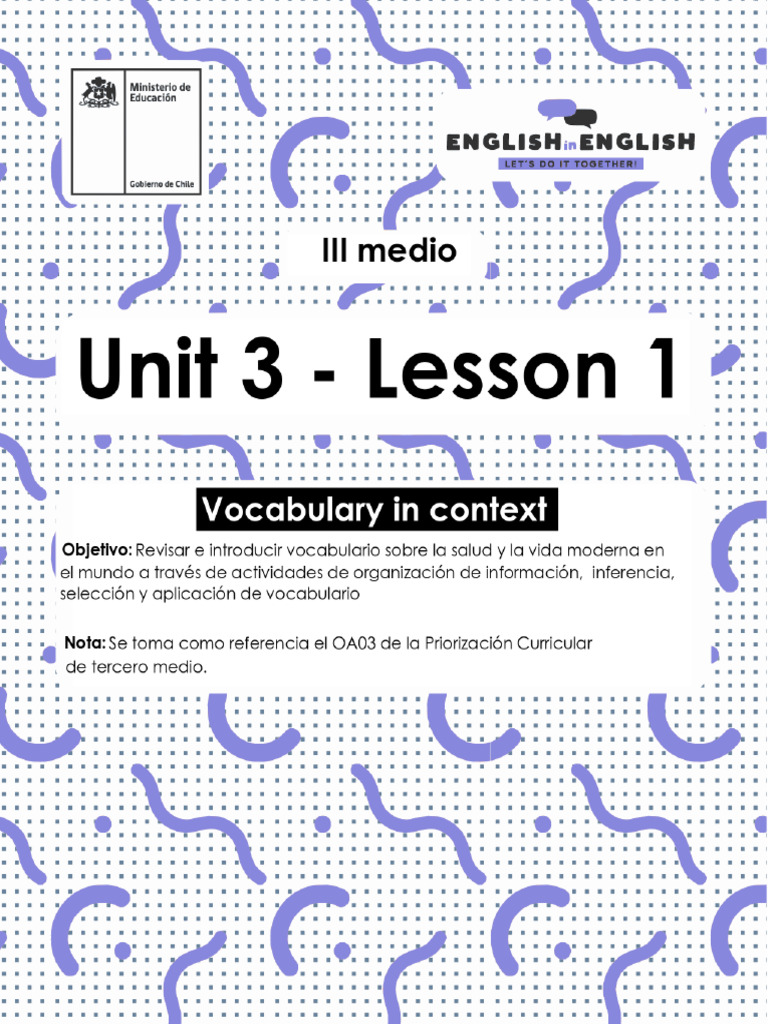 III° Medio - Unit 3 - Lesson 1 | PDF