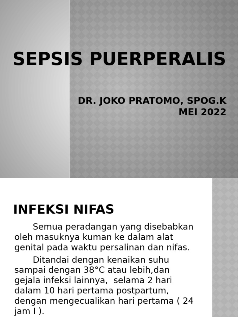 Sepsis Puerperalis: Gejala dan Penanganan | PDF