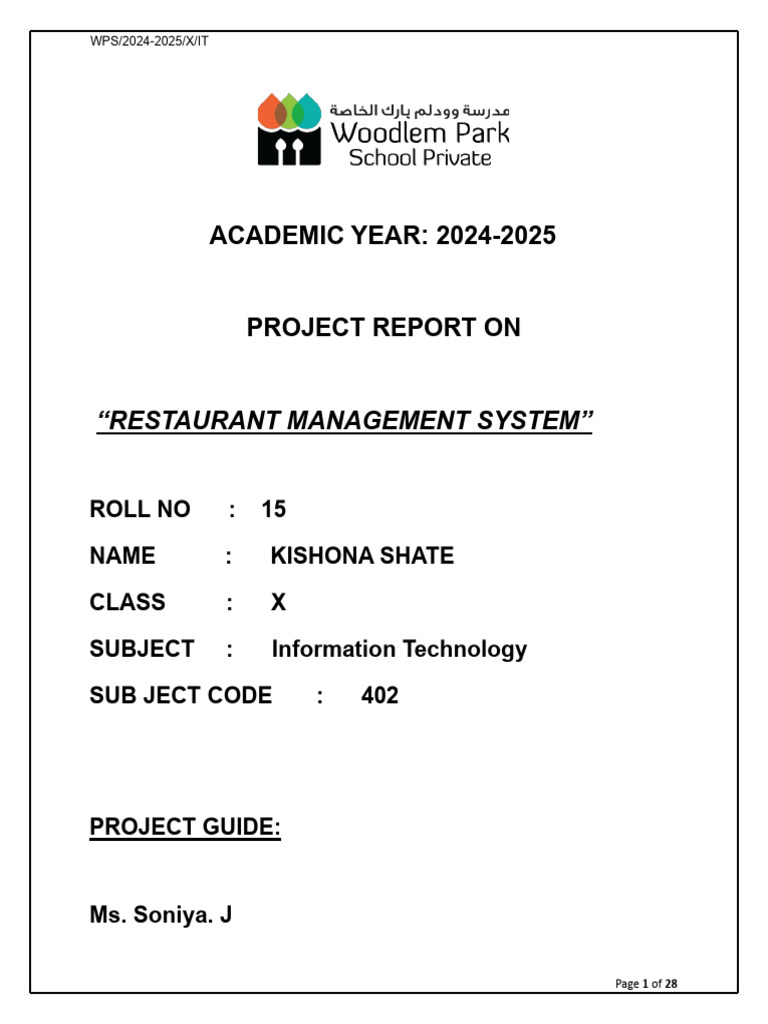 Comp Project Report Kishona Shate | PDF | Menu | Databases