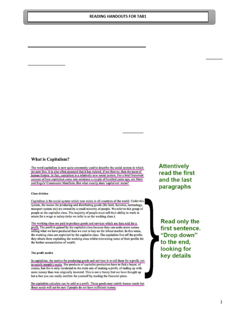 Reading Handout 2 - Skimming & Scanning 2 - STS | PDF | Speed Reading ...