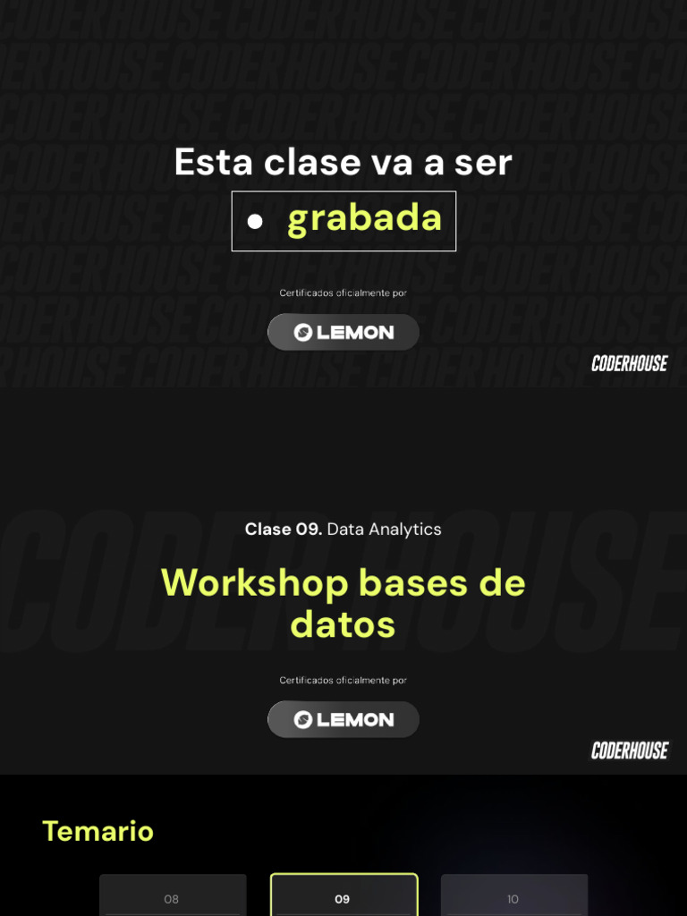 Clase 09 - Workshop bases de datos | PDF | SQL | Bases de datos