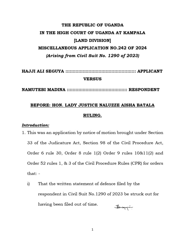 Seguya V Namutebi (Miscellaneous Application 242 of 2024) 2024 UGHCLD ...