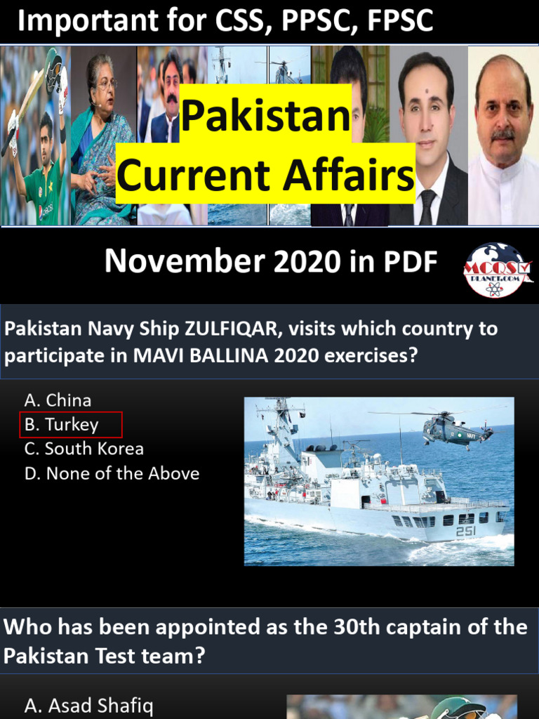 Pakistan Current Affairs November 2020 in PDF | PDF | Government Of ...