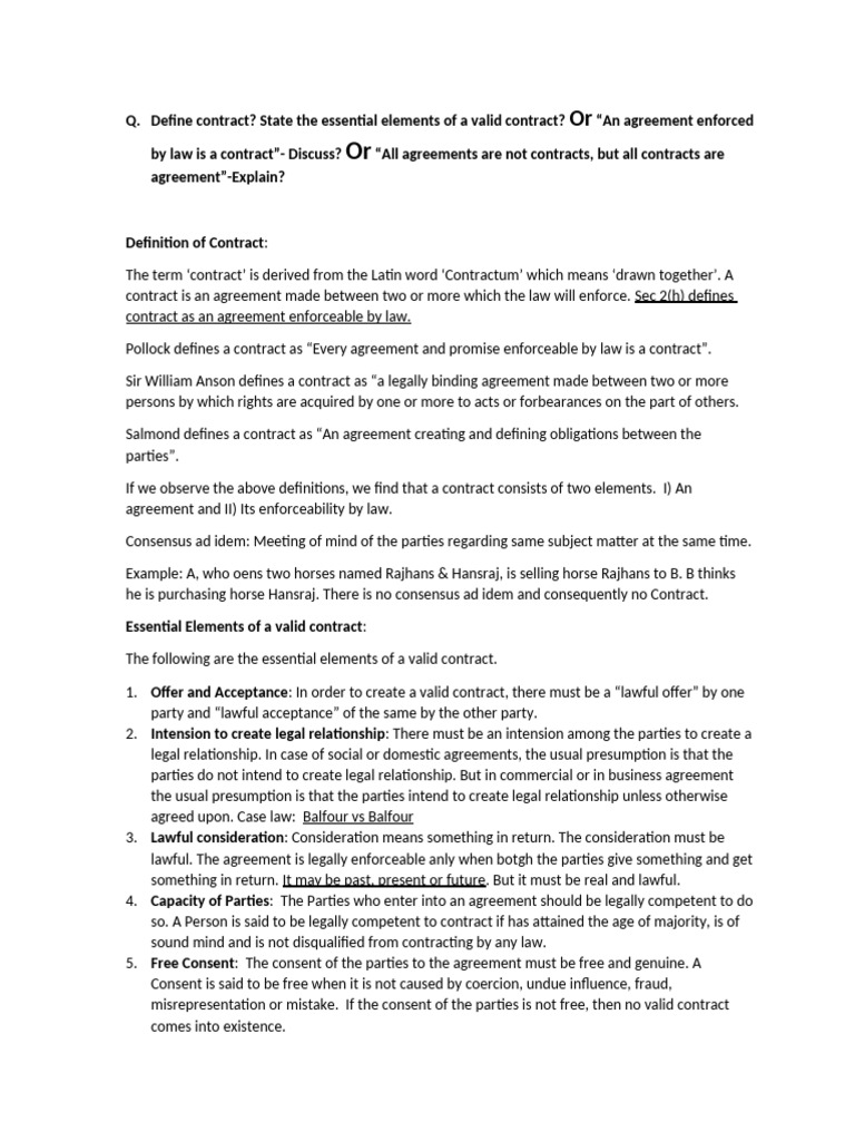 Define contract | PDF | Consideration | Legal Ethics