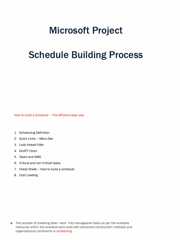 Microsoft Project Schedule Guide | PDF | Software | Computing