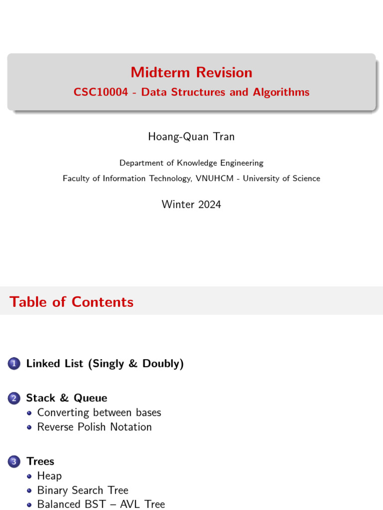 CQ20232 Midterm Revision | PDF | Computer Programming | Algorithms And Data Structures