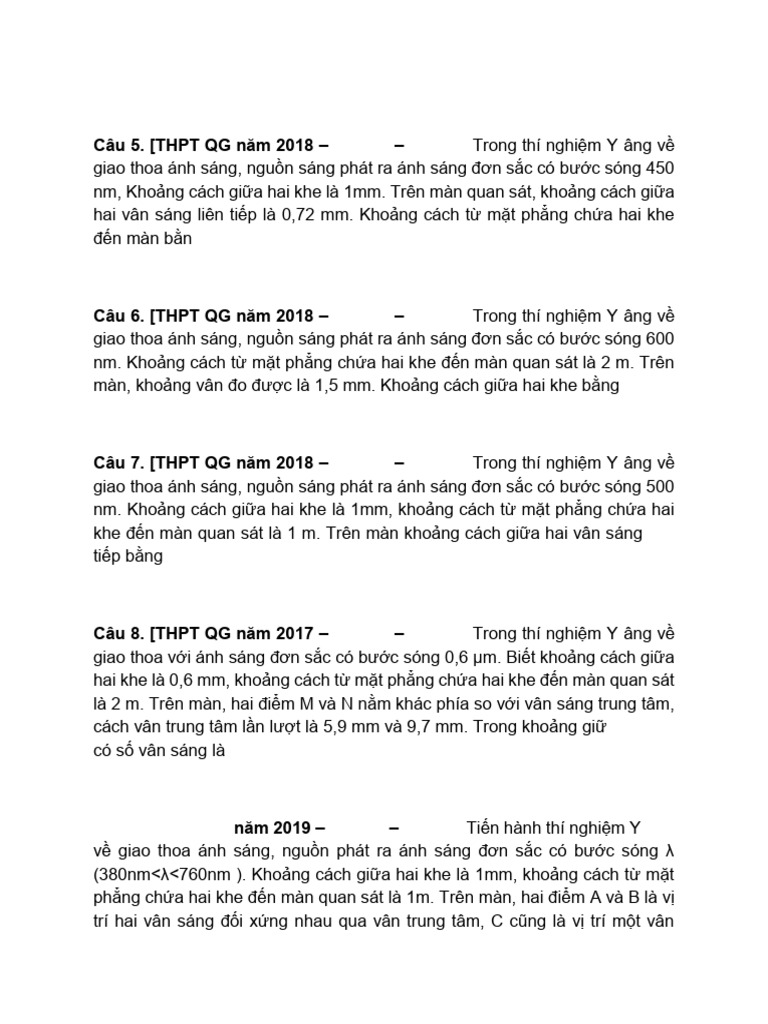 Giao Thoa Ánh Sáng - NC | PDF