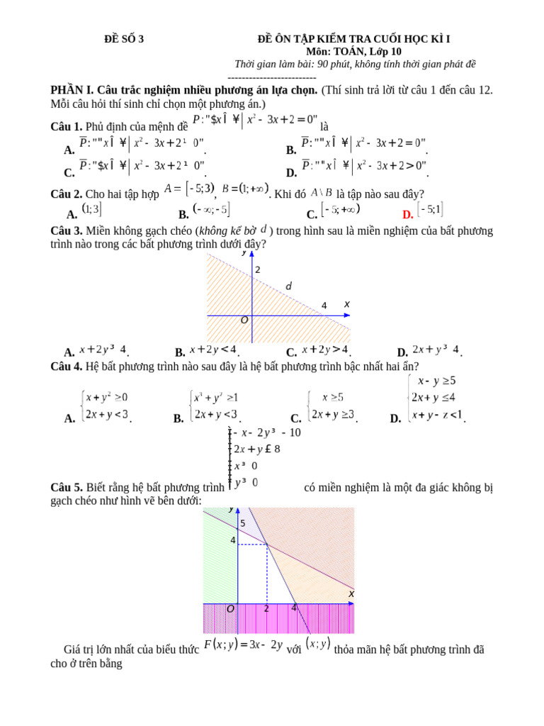 Toán 10-Ck1- Đề Số 3 | PDF