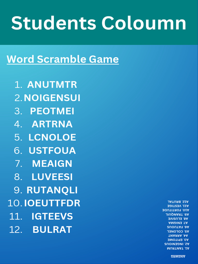 Word Scramble Document | PDF