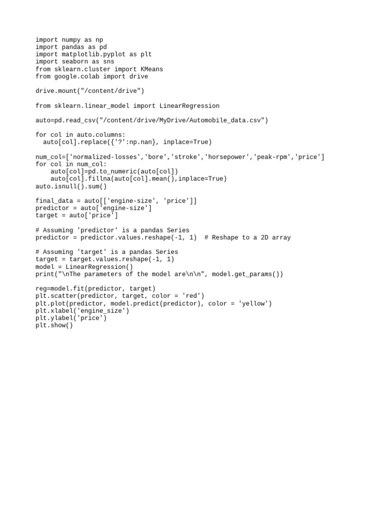 Linear Regression on Automobile Prices | PDF