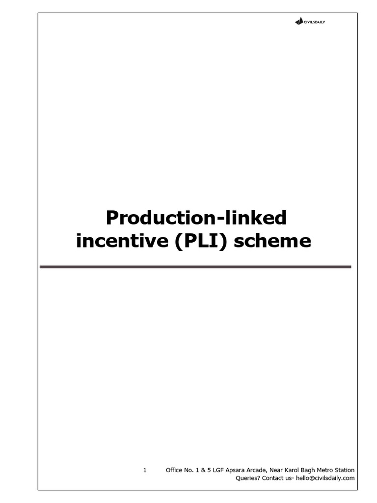Production Linked Incentive Pli Scheme Pdf Exports Economies