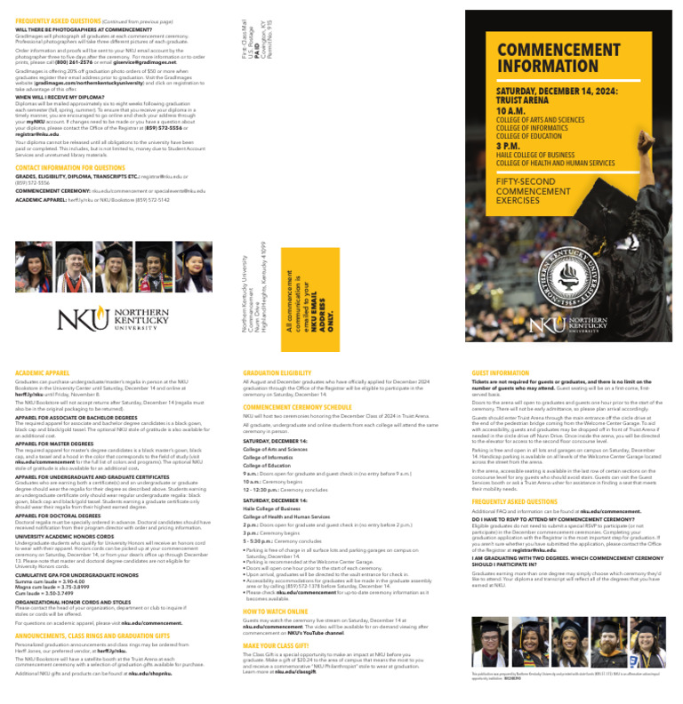 NKU December 2024 Commencement Details | PDF | Educational Stages | Academia