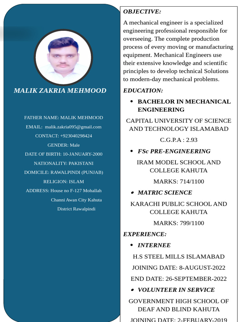 Malik Cv | PDF | Engineering | Physical Sciences
