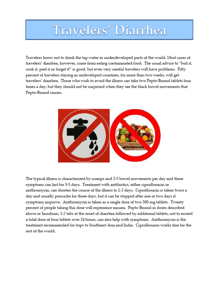 Managing Travelers' Diarrhea Symptoms | PDF