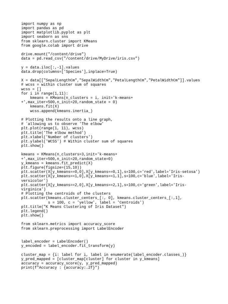 Iris Unsupervised Cluster | PDF