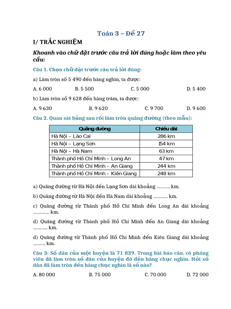 Toán 3 Tuan 27, 28,29 | PDF