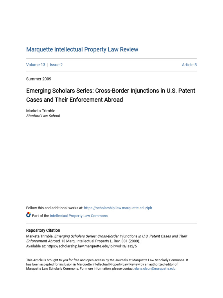 Cross-Border Injunctions | PDF | Injunction | Lawsuit