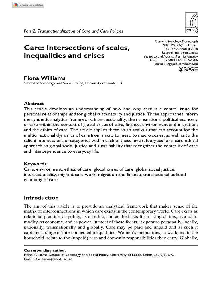 Williams 2018 Care Intersections of Scales Inequalities and Crises ...