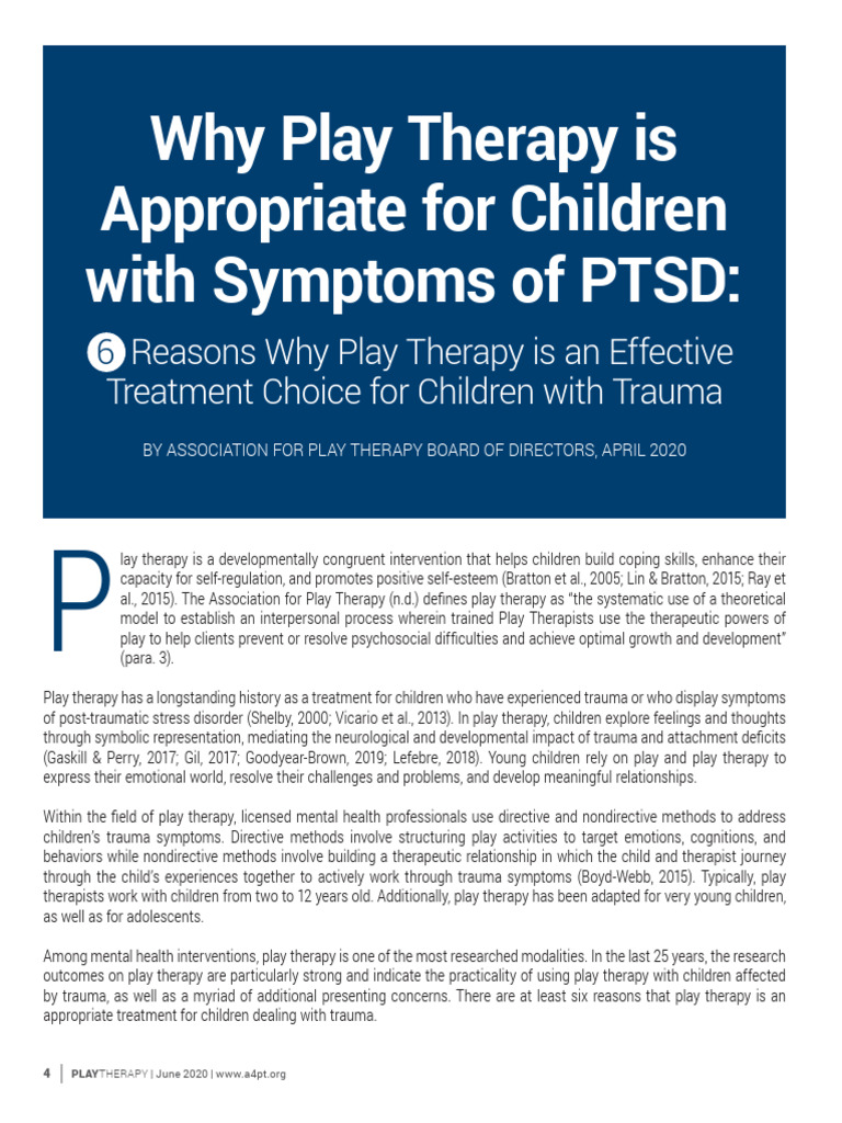 APT 6 Reasons Why Play Therapy Is Appropriate For PTSD | PDF ...