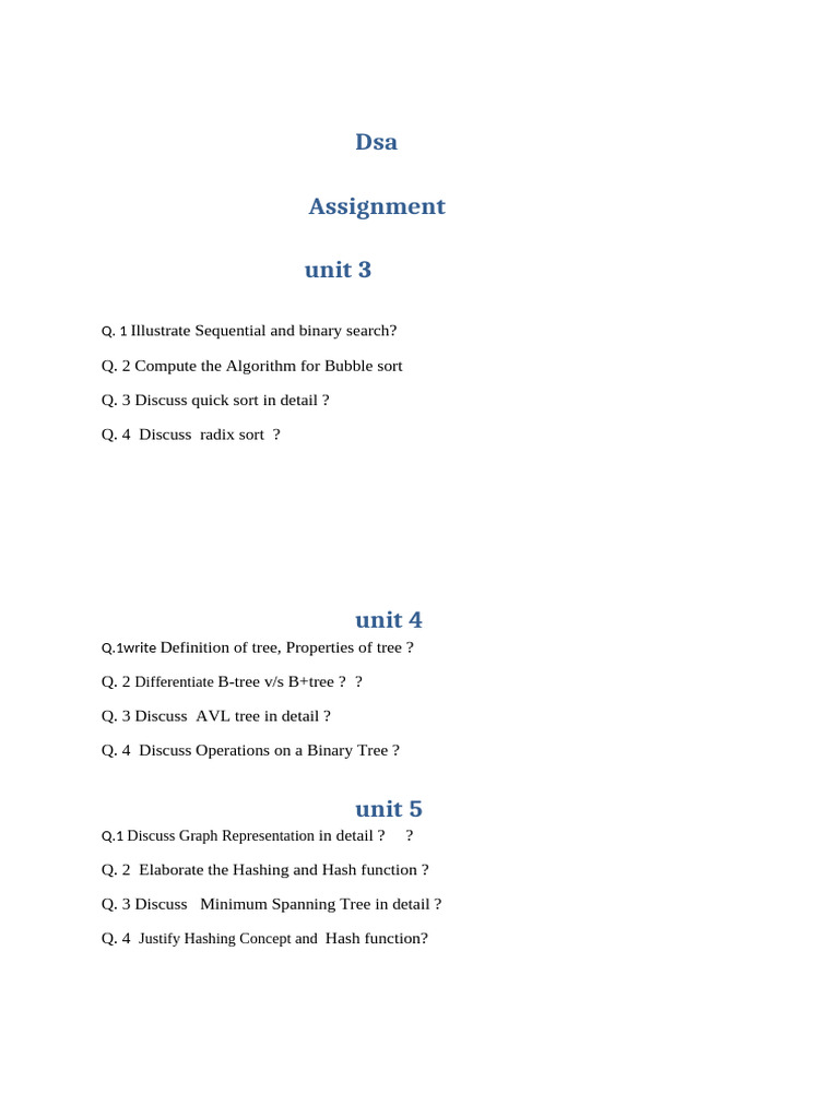 Dsa Assignment 3.4.5 Unit | PDF Dsa Assignment 3.4.5 Unit | PDF