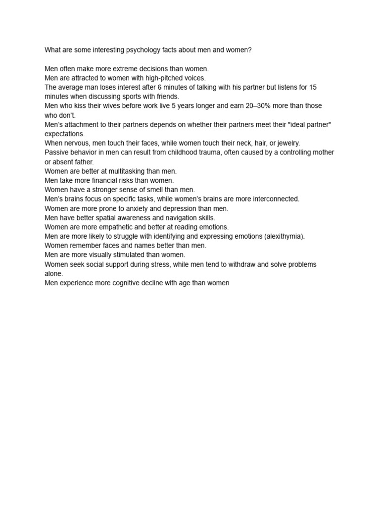 Psychological Hacks About Men and Women | PDF