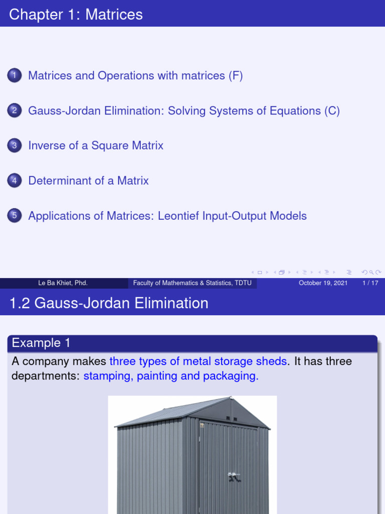 1.2 Gauss-Jordan Elimination | PDF | Matrix (Mathematics) | Mathematical Physics