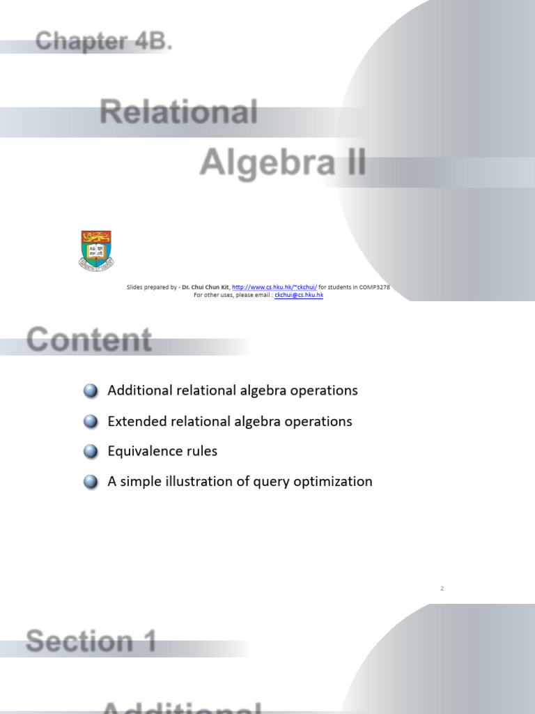 Chapter 4 - B_Relational_algebra II | PDF | Relational Model | Mathematical Logic
