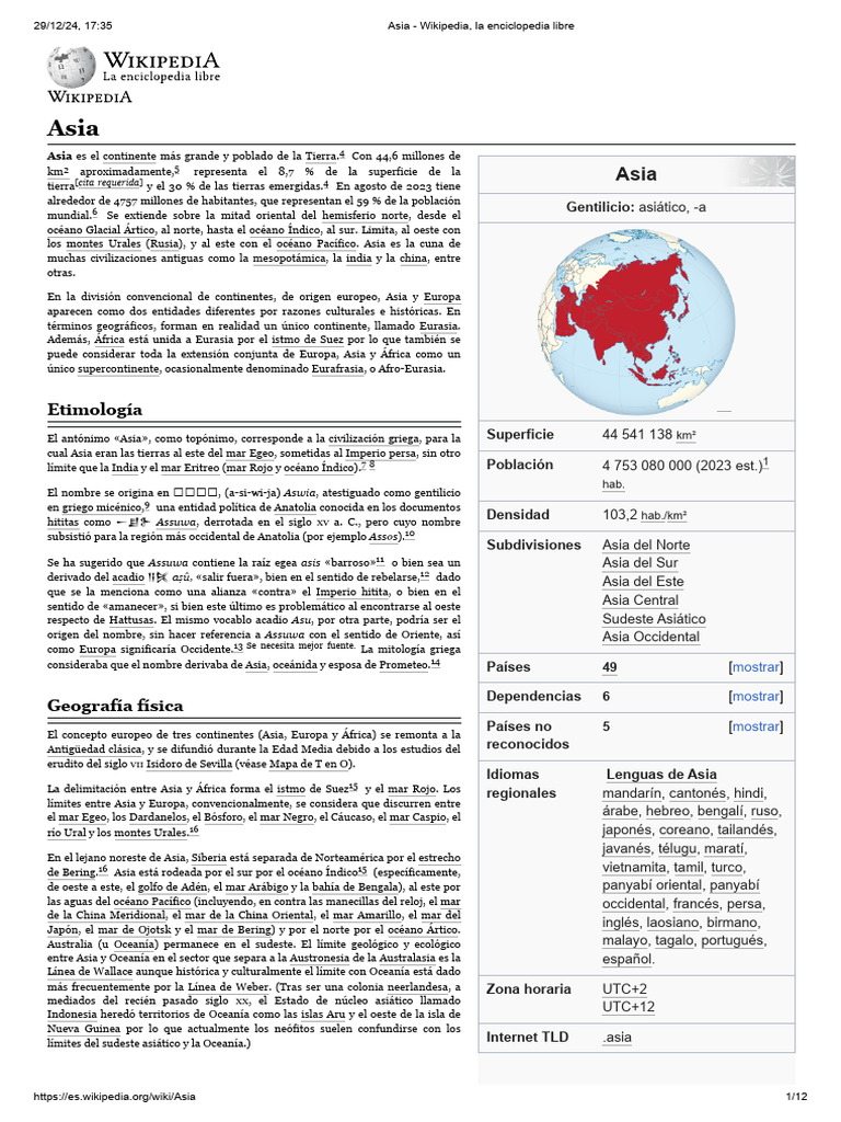 Asia: Geografía, Población y Cultura | PDF | Asia