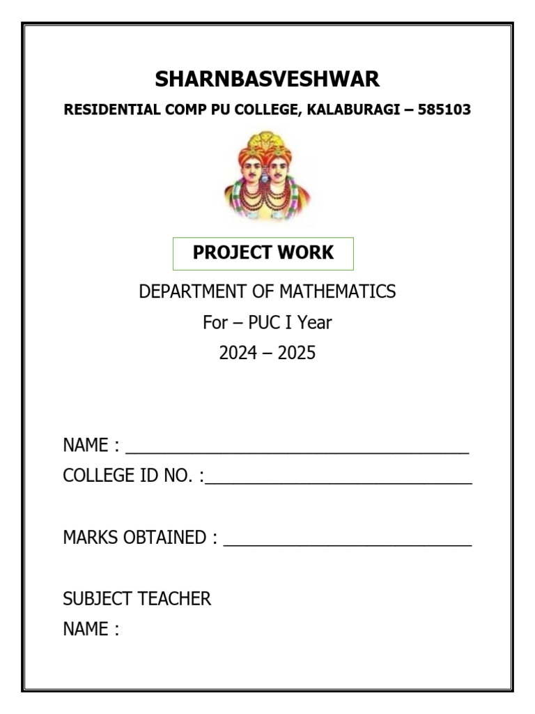 PUC 1 PROJECT WORK COVER PAGE | PDF