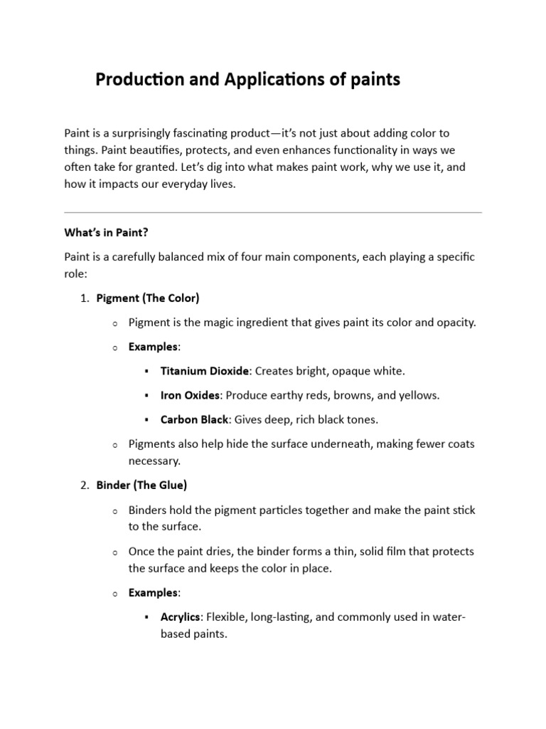 Production and Applications of Paints | PDF | Paint | Conservation And ...