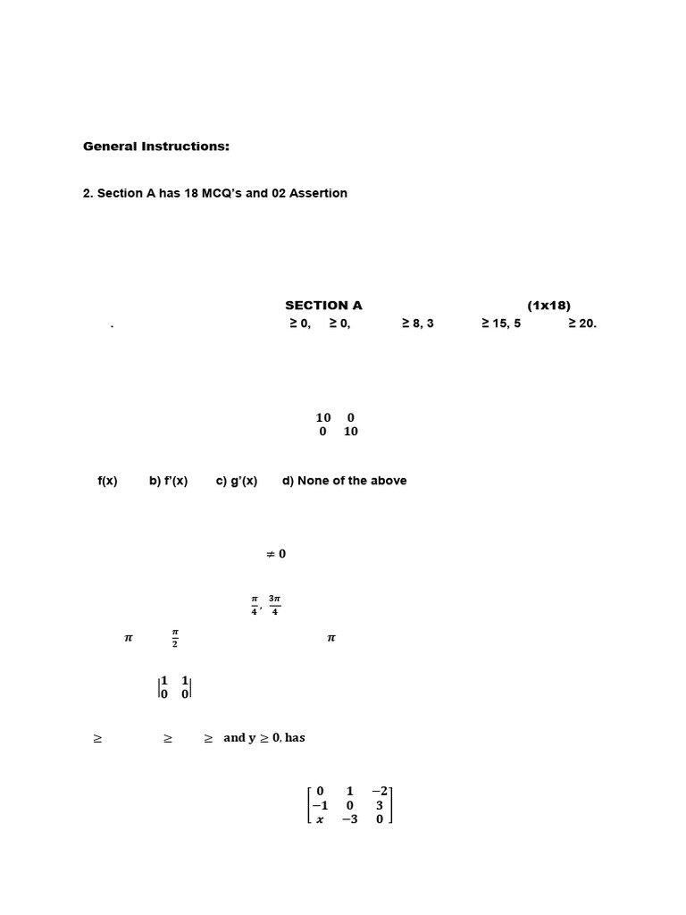 MIS Class 12th Set B PREBOARD -1 Exam | PDF | Matrix (Mathematics) | Mathematics