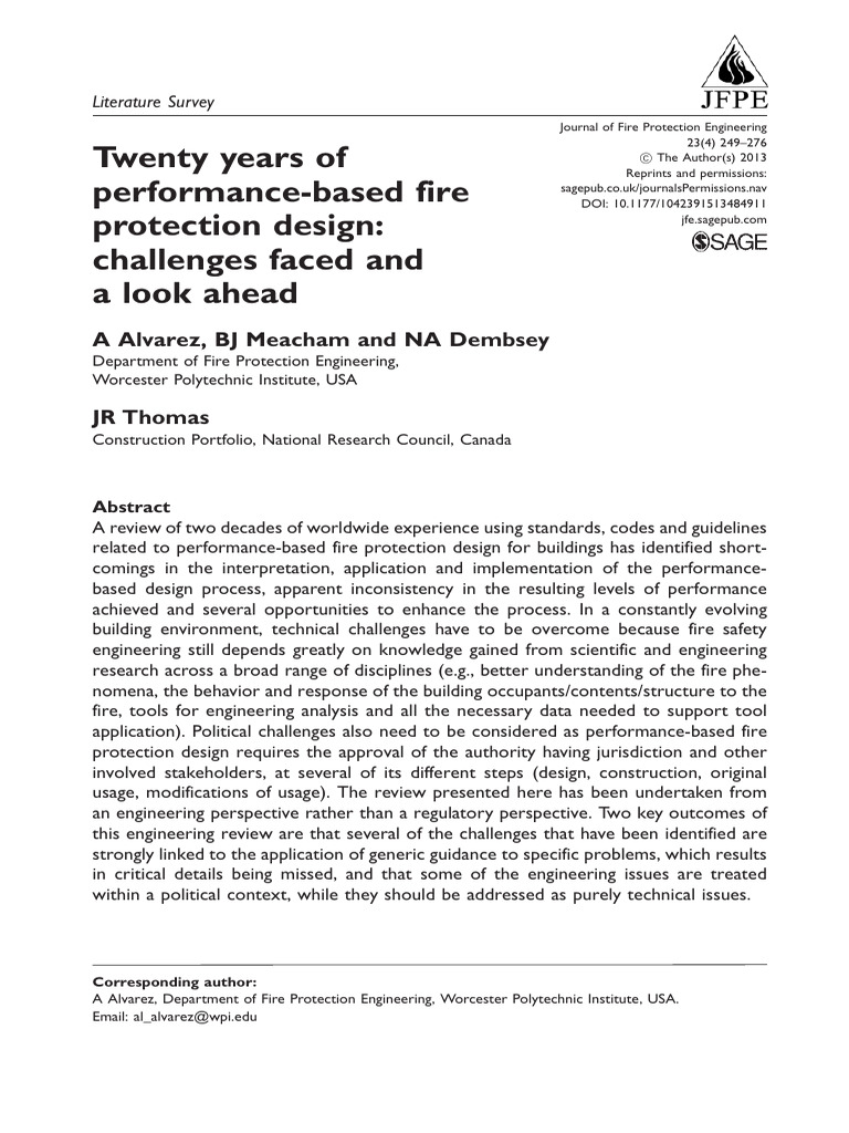 Twenty Years of Performance Based Fire Protection Design | PDF | Risk ...