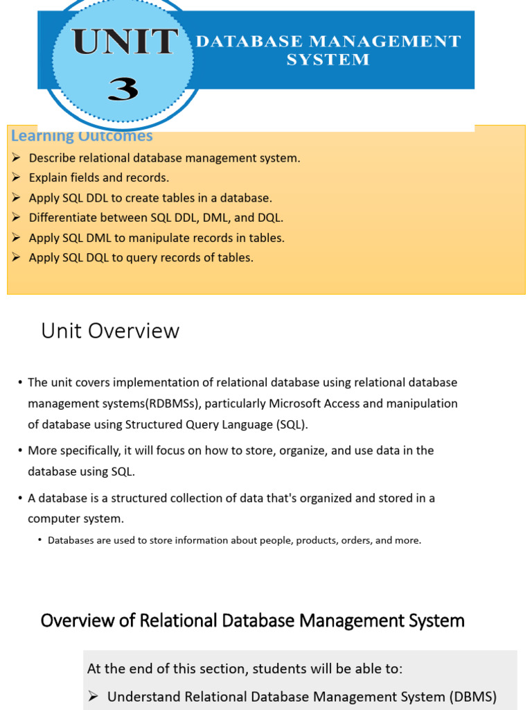 Unit 3 Database Management System | PDF | Relational Database | Databases