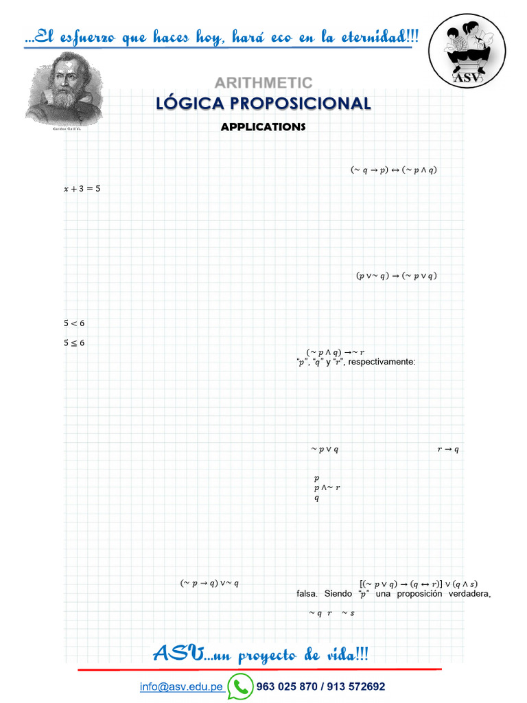 Fa7 Aritmética Galileo b4 | PDF | Proposición | Lógica