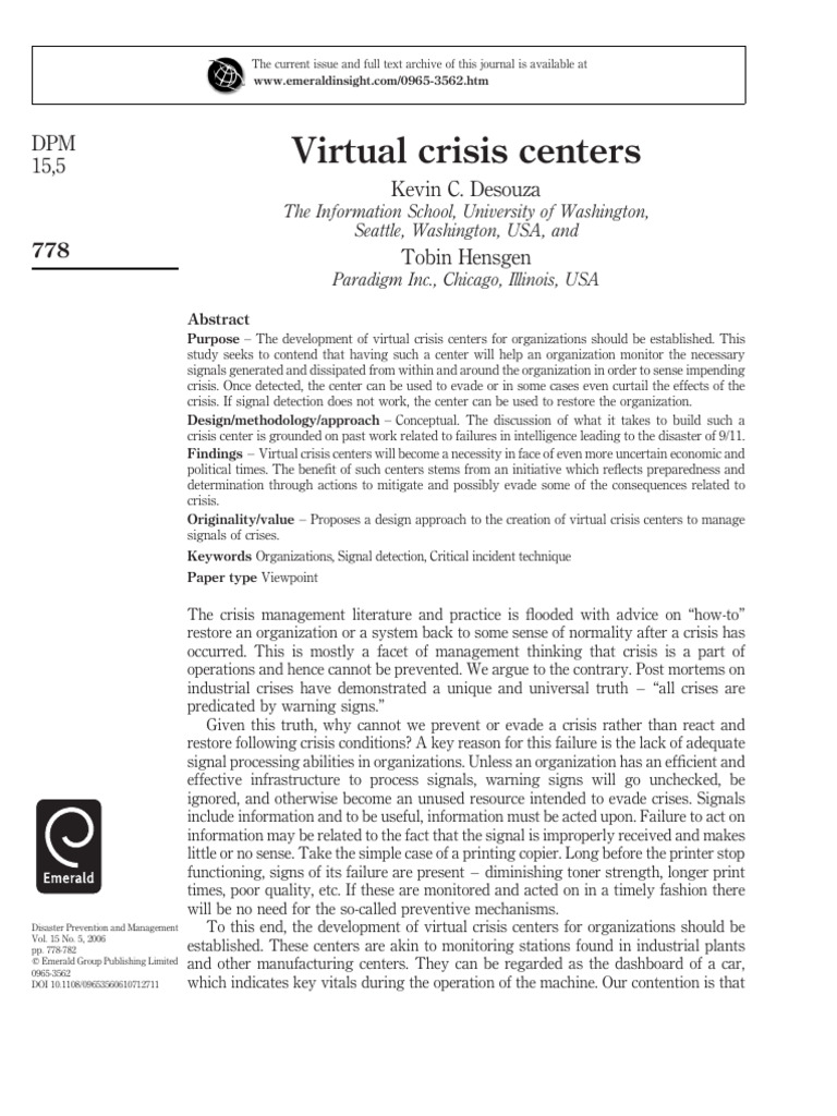 Virtual Crisis Centers | PDF | Information | System