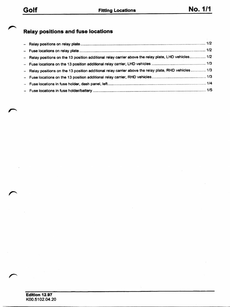 1 Relay Position and Fuse Location | PDF