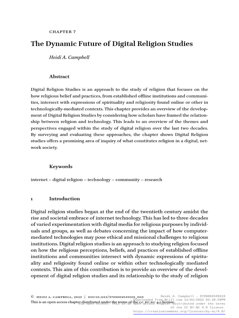The Dynamic Future of Digital Religion Studies - Heidi A. Campbell | PDF | Religious Studies ...