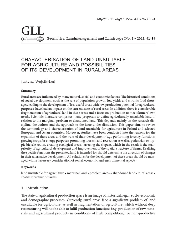 Characterisation of Land Unsuitable | PDF | Agriculture | Soil
