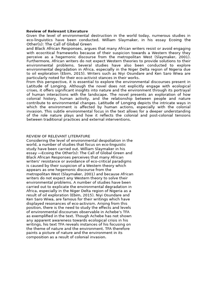 Review of Relevant Literature | PDF | Liberal Arts Education | Natural ...