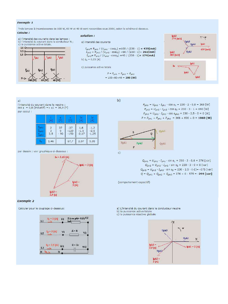 TD triphasé desequilibre | PDF
